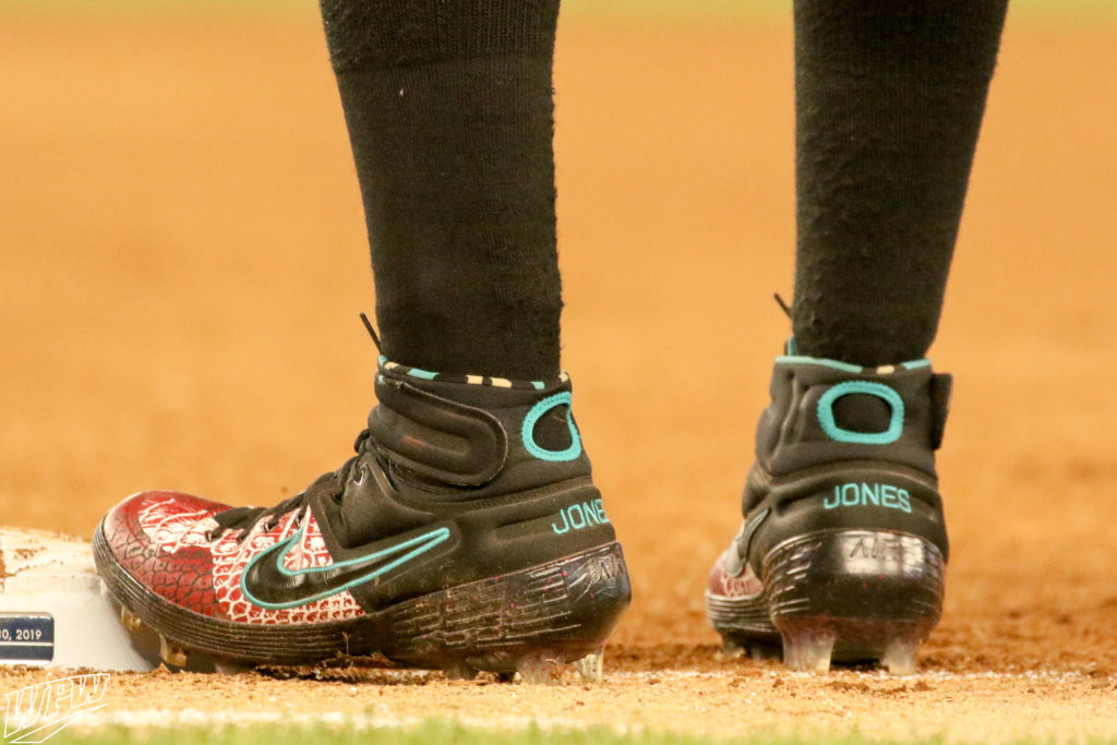 What Pros Wear: Adam Jones’ Nike Alpha Huarache Elite 2 Cleats (PE ...