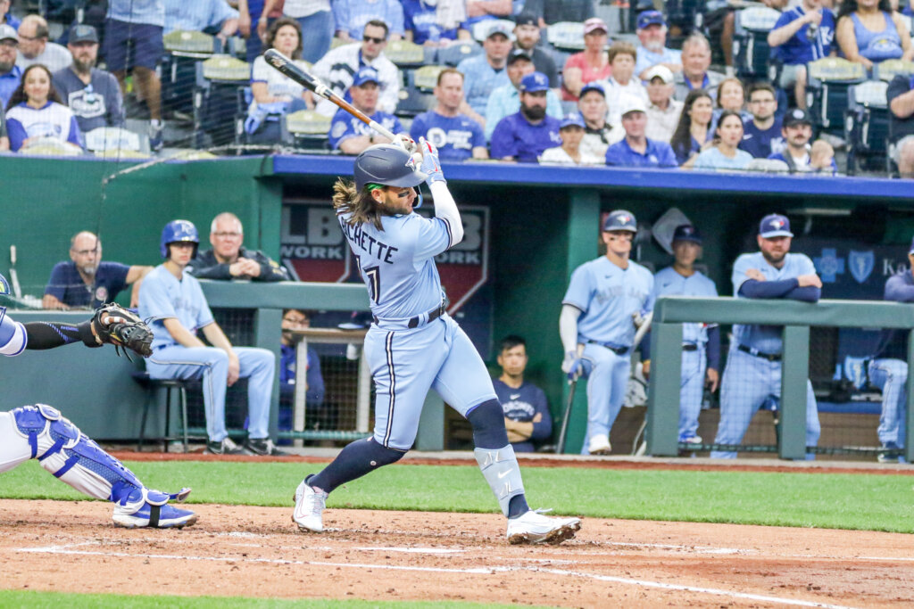 What Pros Wear: Bo Bichette's Nike Diamond Batter's Leg Guard - What ...